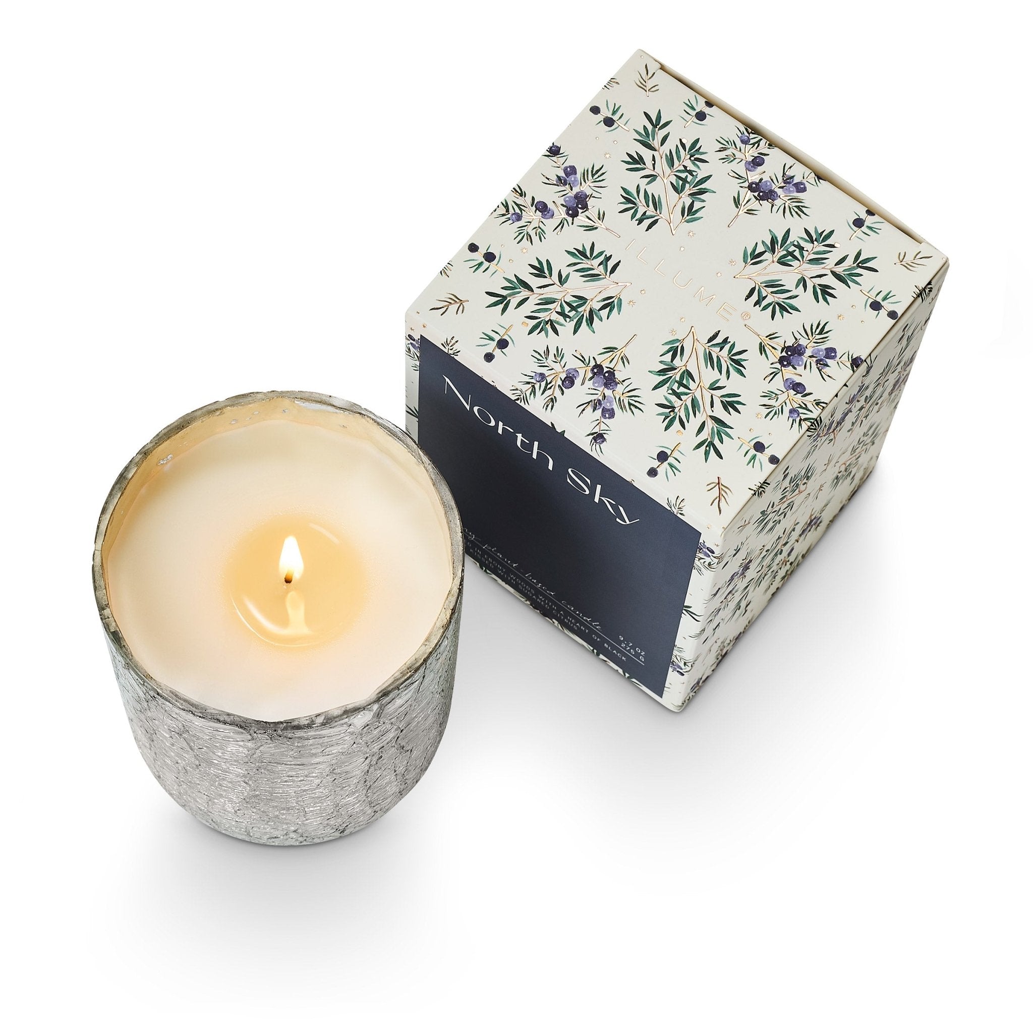 ILLUME® Candles North Sky Small Boxed Crackle Glass Holiday Candle– Illume Candles